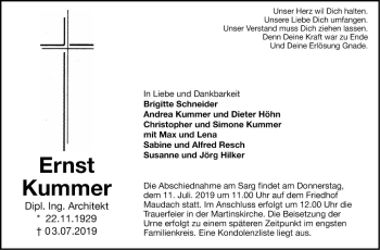 Traueranzeigen von Ernst Kummer | Trauerportal Ihrer Tageszeitung