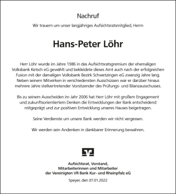 Traueranzeigen von Hans-Peter Löhr | Trauerportal Ihrer Tageszeitung
