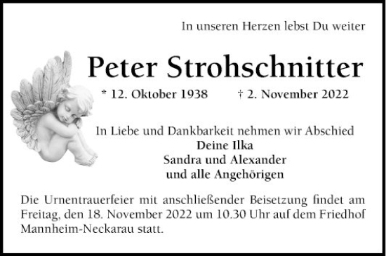 Traueranzeigen von Peter Strohschnitter | Trauerportal Ihrer Tageszeitung