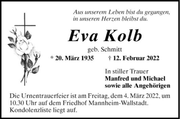 Traueranzeigen von Eva Kolb | Trauerportal Ihrer Tageszeitung