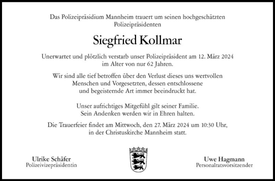 Traueranzeigen von Siegfried Kollmar | Trauerportal Ihrer Tageszeitung