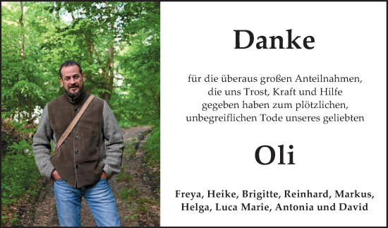 Traueranzeigen von Oli | Trauerportal Ihrer Tageszeitung
