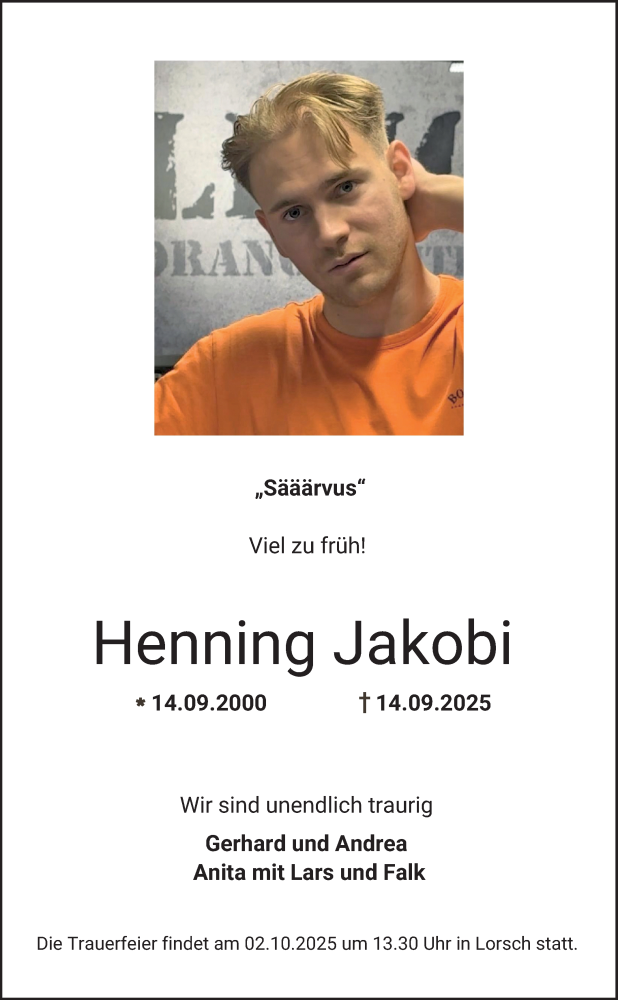 Traueranzeigen von Henning Jakobi | Trauerportal Ihrer Tageszeitung